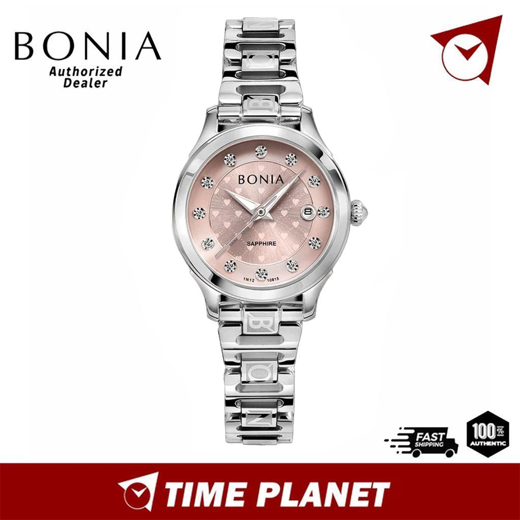 [Official Warranty] Bonia Monogram Elegance Silver Stainless Steel Str ...